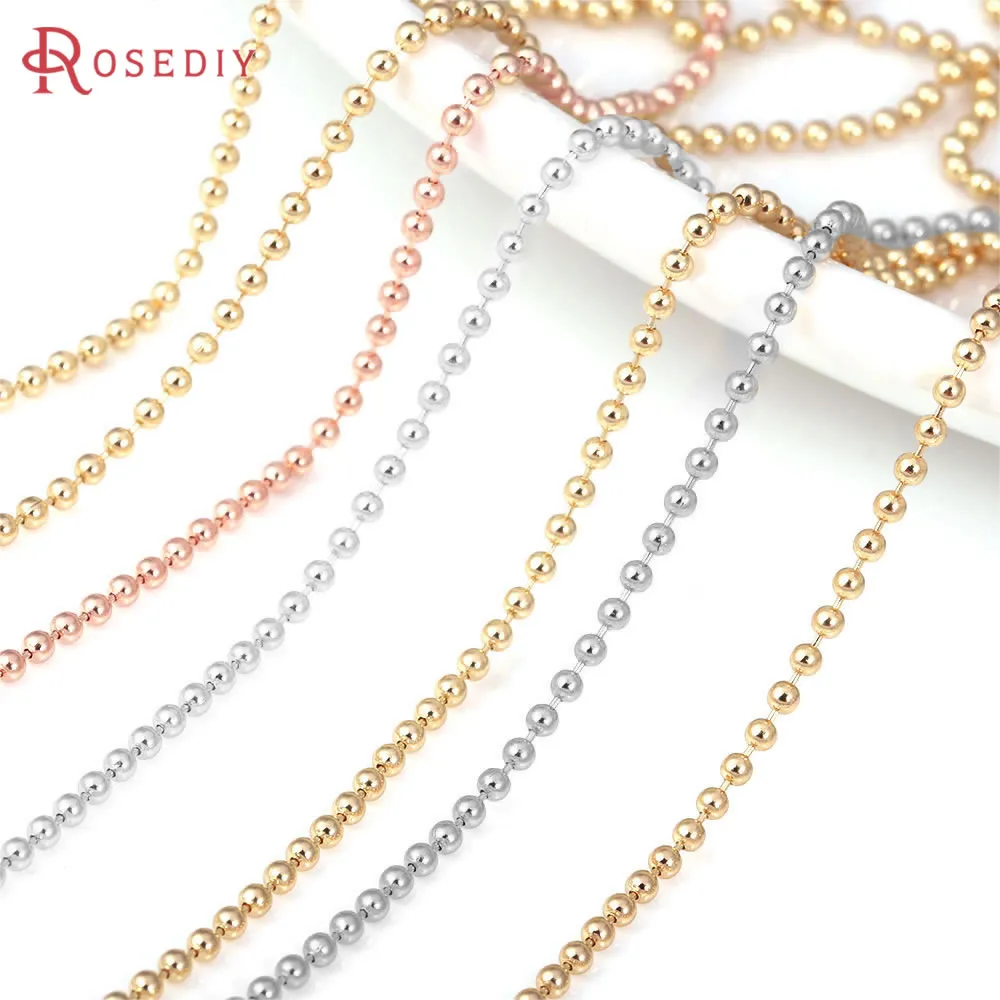 2 Meters 1.2MM 1.5MM 18K Gold Color Brass Ball Chains for Jewelry ...