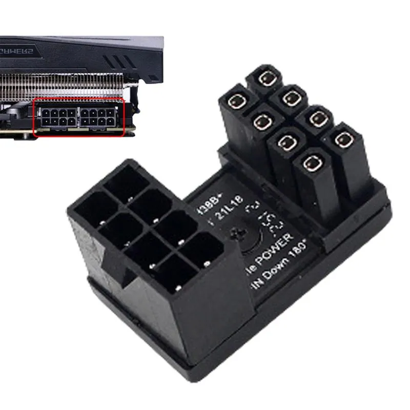 Angled 6/8-Pin Graphics Card GPU Power Adapter, 180° Steering Connector ...
