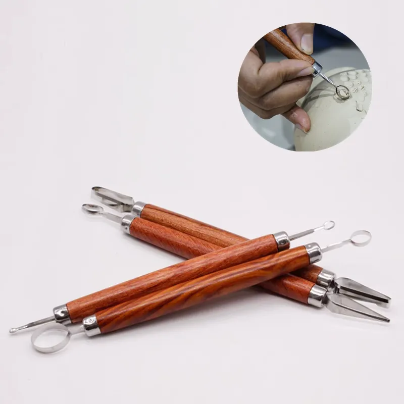 4-Piece Ceramic Sculpture Texture Tools - Double-ended Wood Handle DIY ...