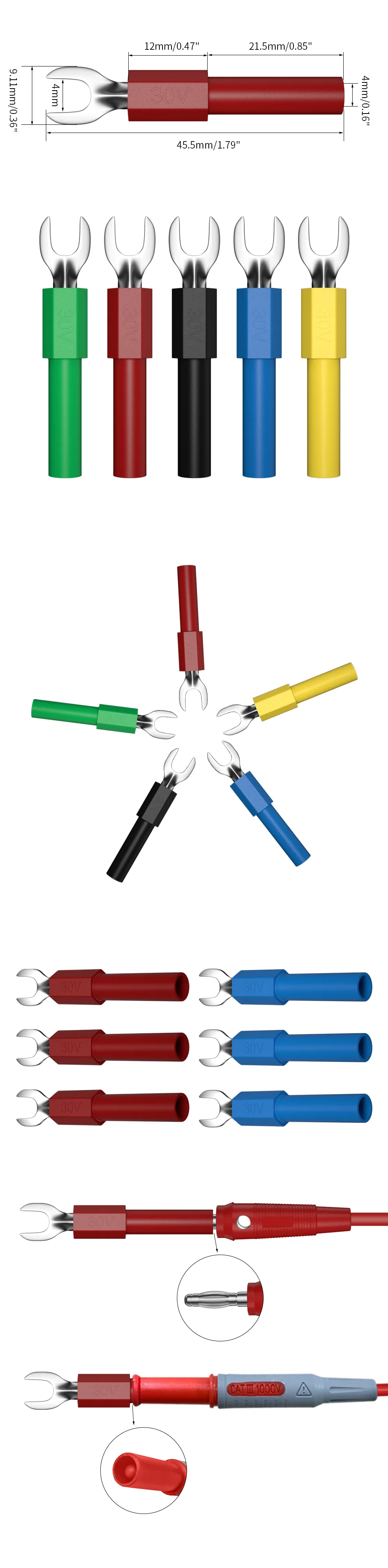 DHgate.com:QSS 10Pcs 4mm Insulated Fork Spade U-Type Wire Connectors ...