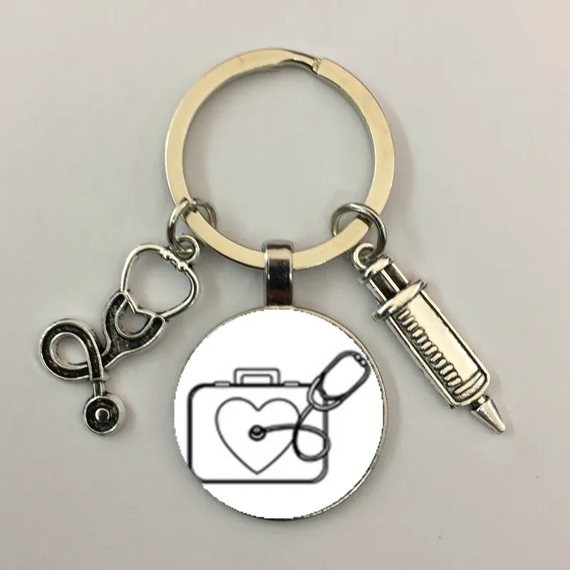 Hospital Nurse Doctor Equipment Stethoscope And Syringe Keychain Sacred ...