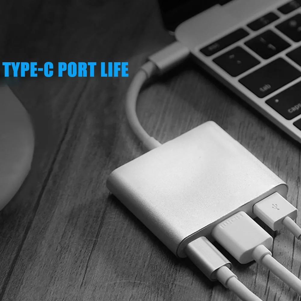 DHgate.com:3-in-1 Type-C Adapter: HD, USB, Type-C Ports Type-C to HDMI ...