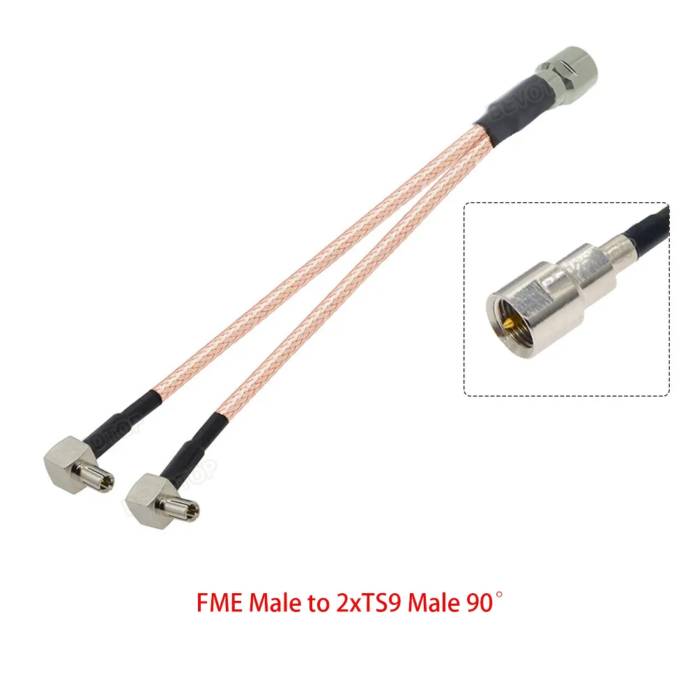 DHgate.com:RG316 RF Coaxial Cable FME Male to Dual CRC9/TS9 Male Right-Angle Plug Splitter ...