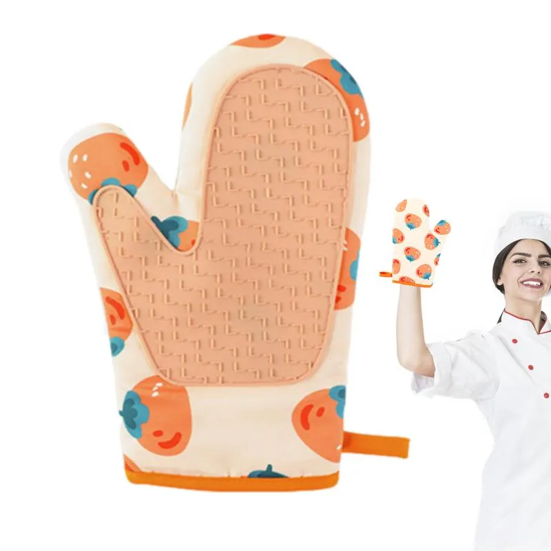High Heat-Resistant Oven Mitten with Protective Pot Holder Grippers ...