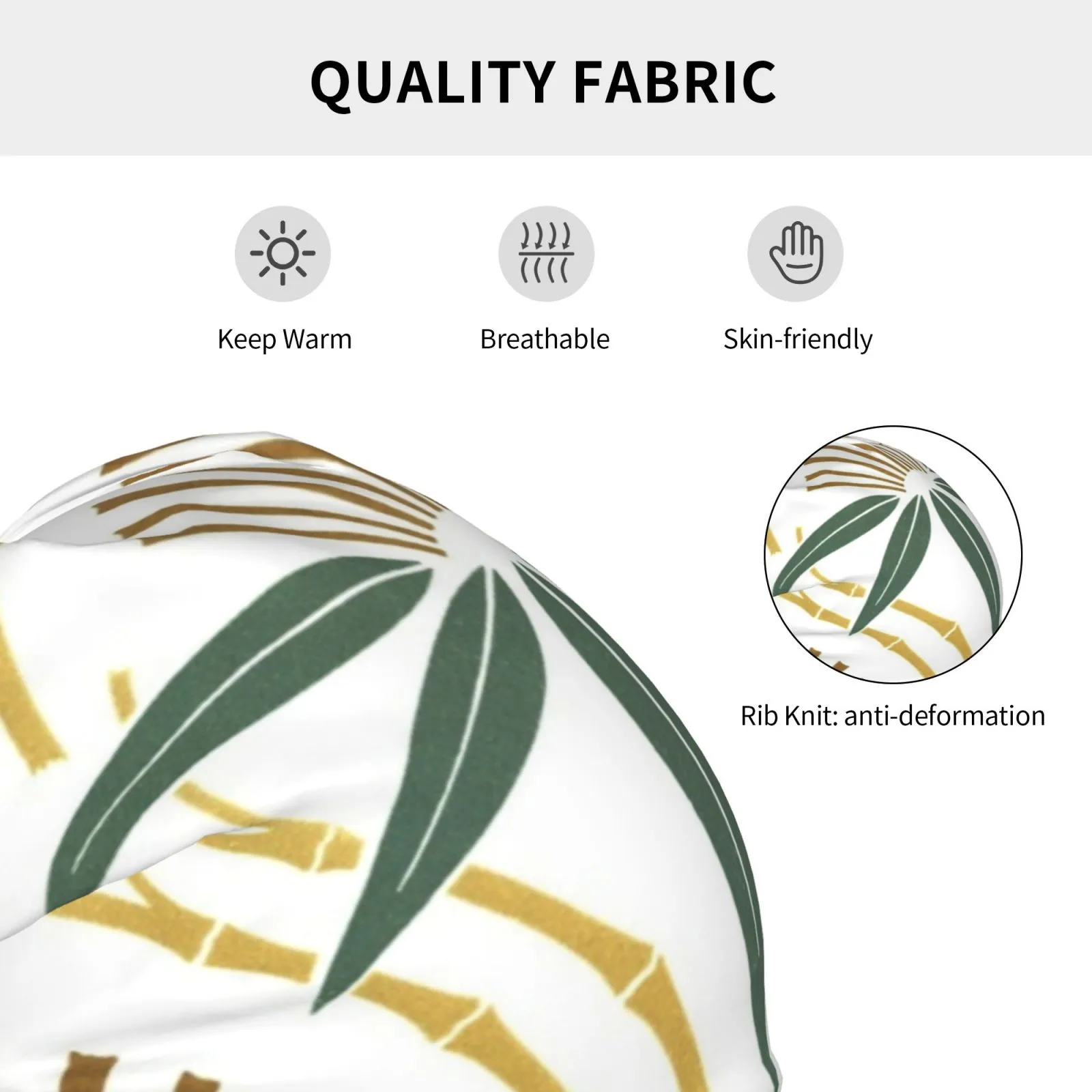 Lucky Bamboo Print Knit Hat Soft Elasticity Outdoor Sports Leisure ...