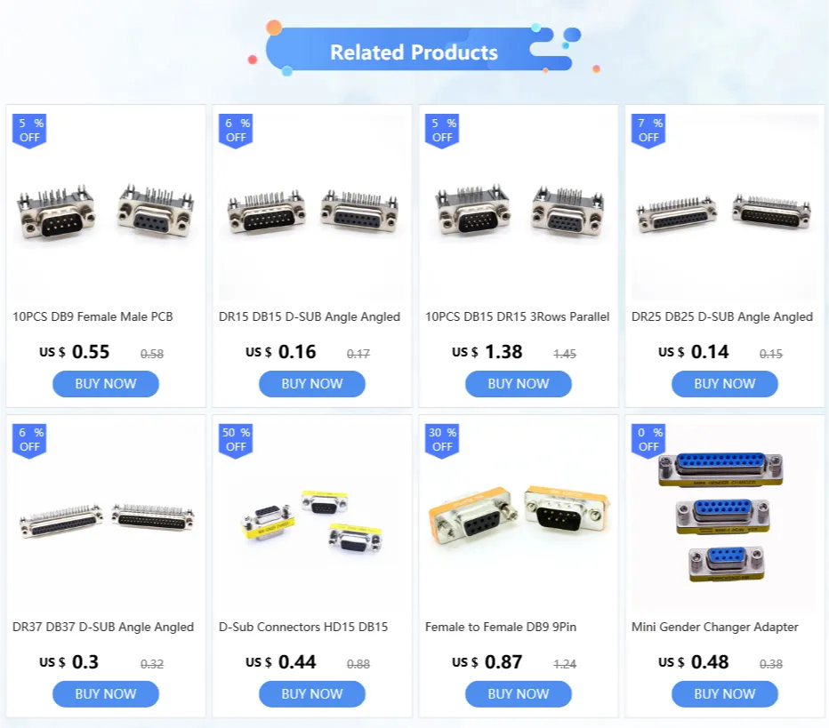 DB15 D-SUB Angle Angled 15 Pin Female Male surface mount pcb Socket ...