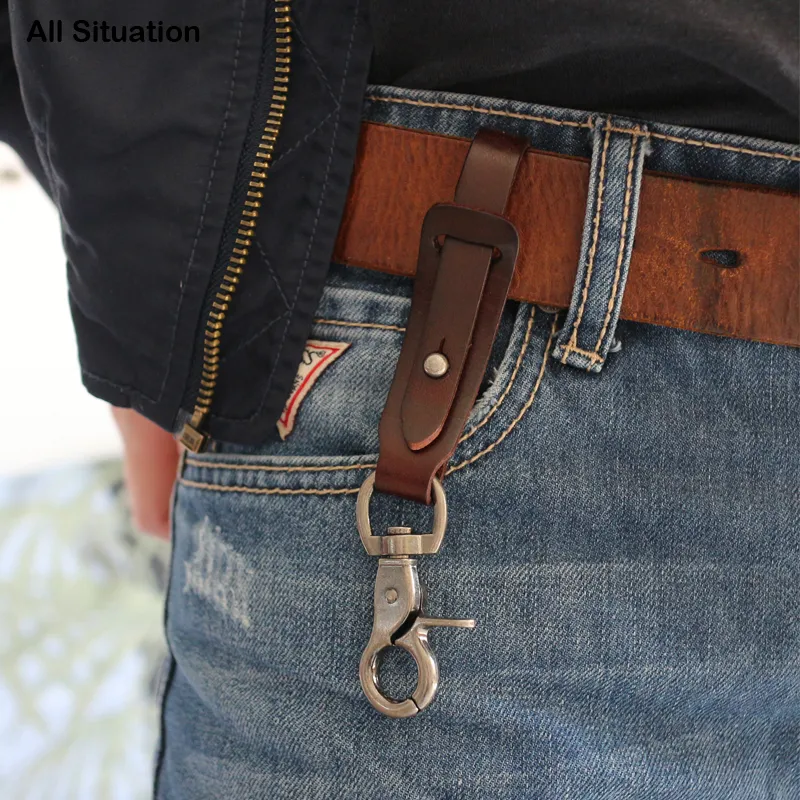 Luxury Multifunctional Waist Hanging Car Key Chain Male First Layer Cow ...