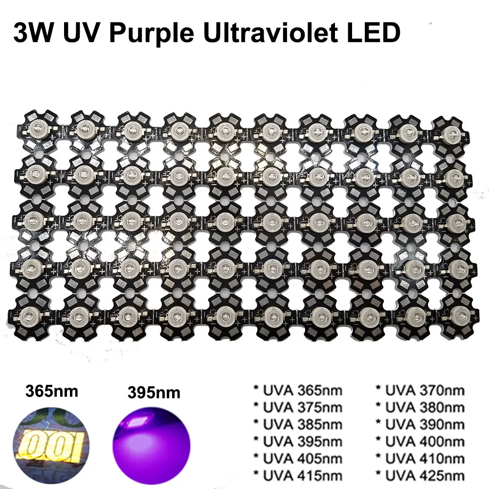 DHgate.com:3W UV Purple LED Ultraviolet Bulbs Lamp Chips 365nm 375nm ...