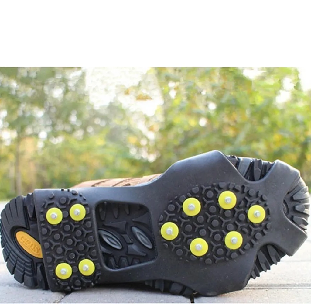 Ice Snow Shoe Grips with 10 Rubber Spikes - Anti-Slip Crampons for ...