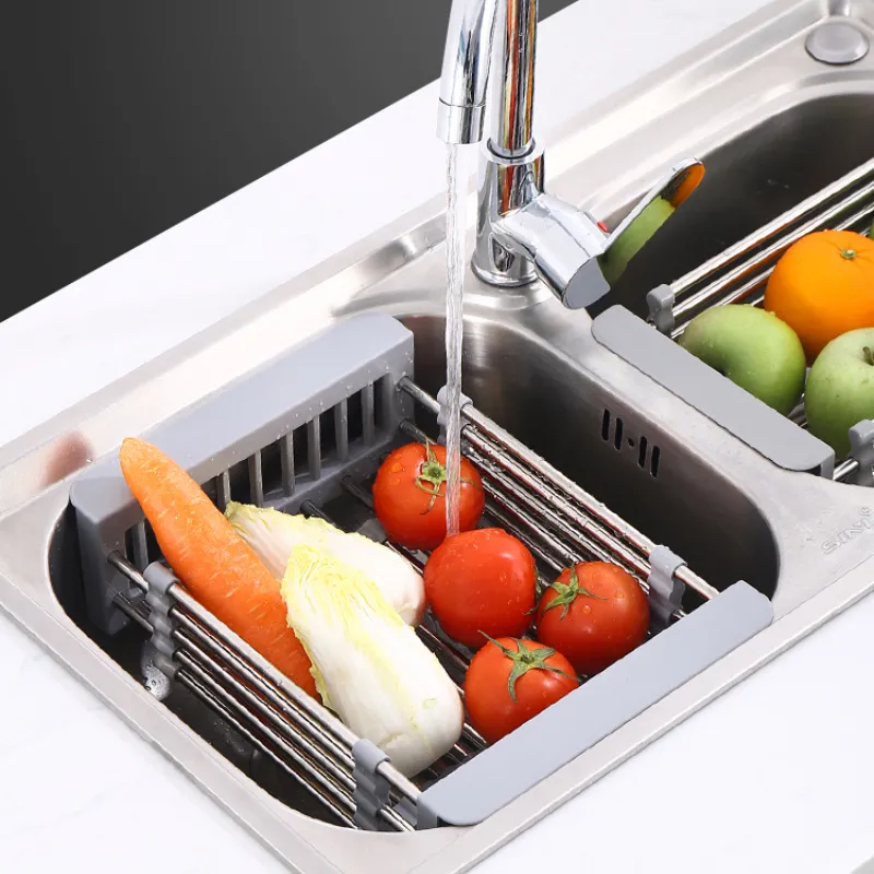 Retractable Sink Rack: Stainless Steel Kitchen Shelf, Multifunctional ...