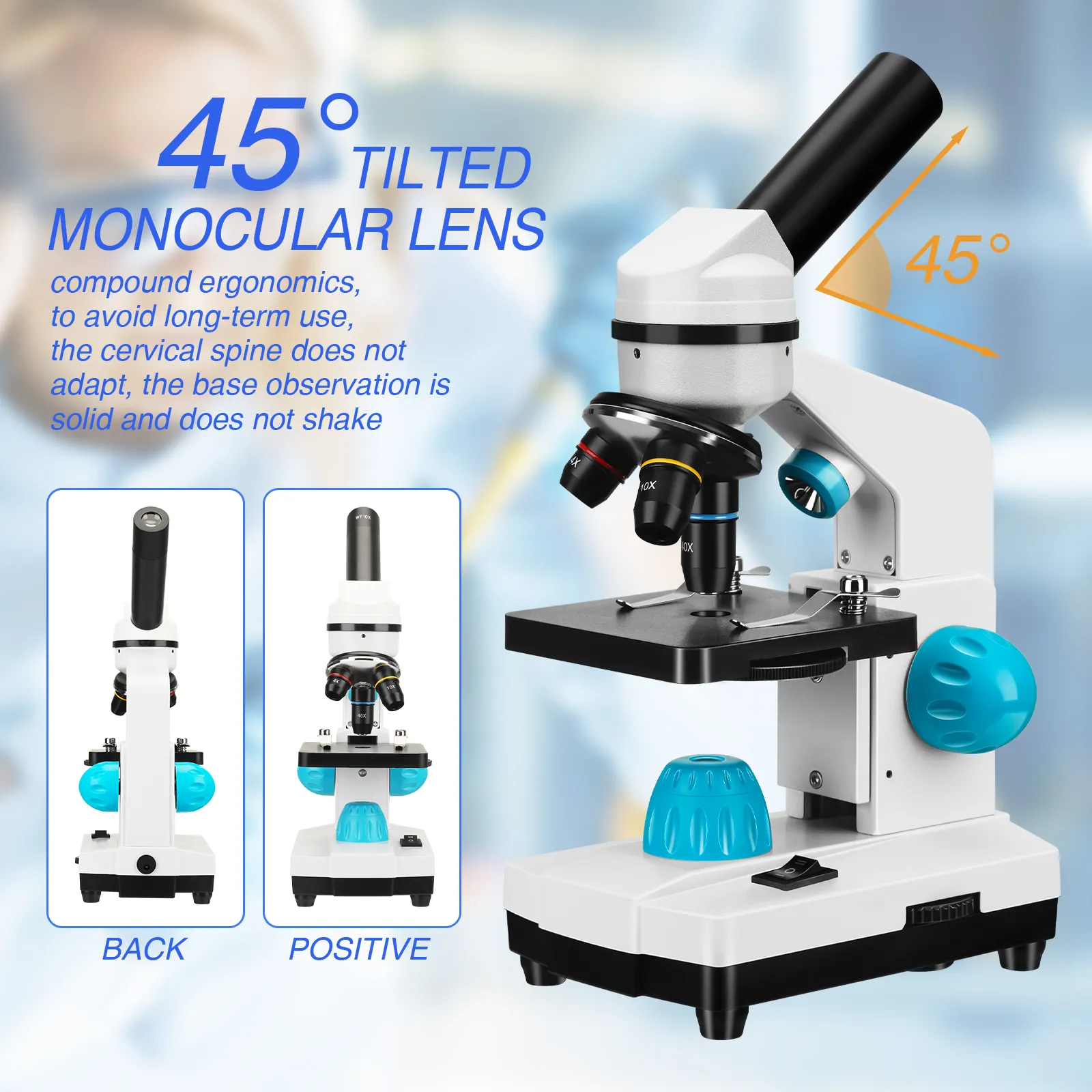 Biological Microscopes 100X-2000X with Microscope Glass Slides and ...
