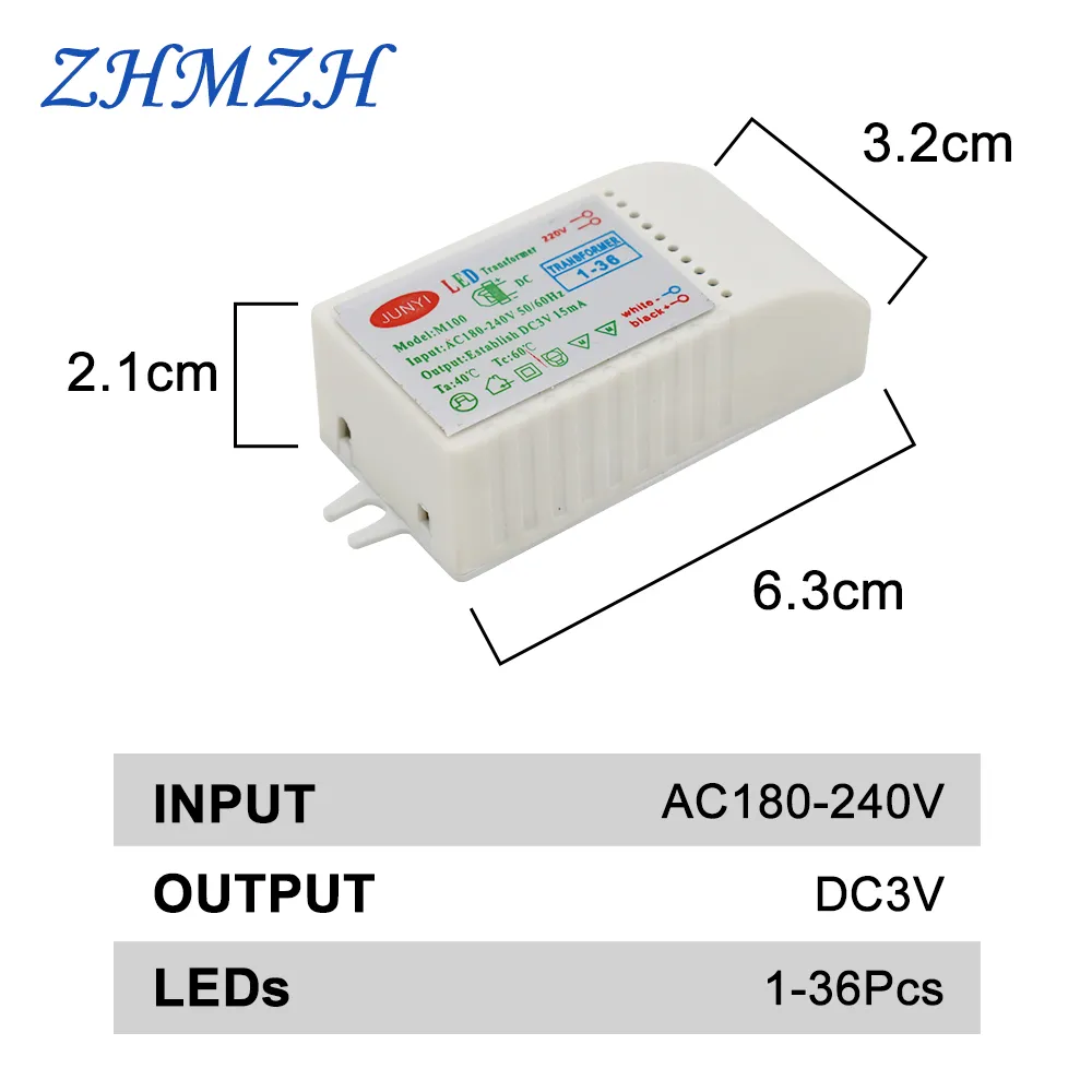 LED Power Supply Driver 220V to DC 3V 15 mA with PVC Casing, Portable ...