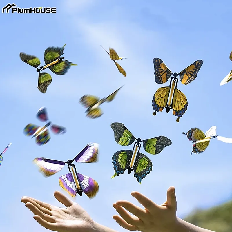 Magical Flying Butterflies Wind Up Toys - Rubber Band Powered Bookmarks ...