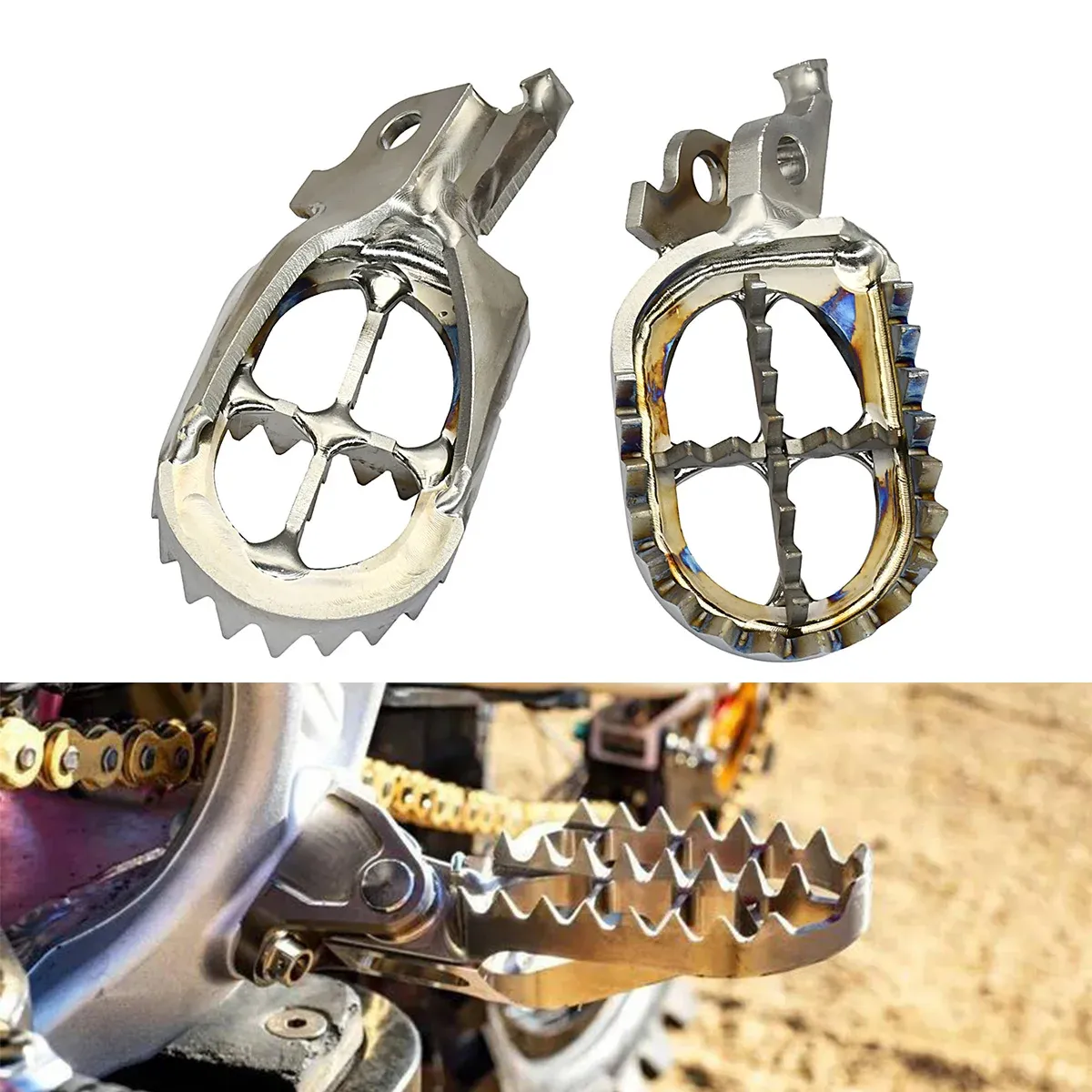 UPGRADETC4 Titanium Alloy Foot Pegs Footrest Set for Kawasaki KX250F ...