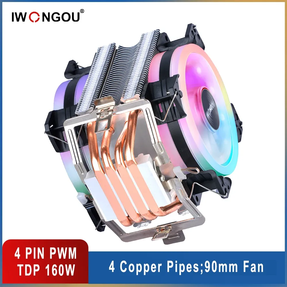 CPU Cooler Fan 90mm 4 Heatpipes Radiator 4pin PWM for Intel LGA 2011 ...