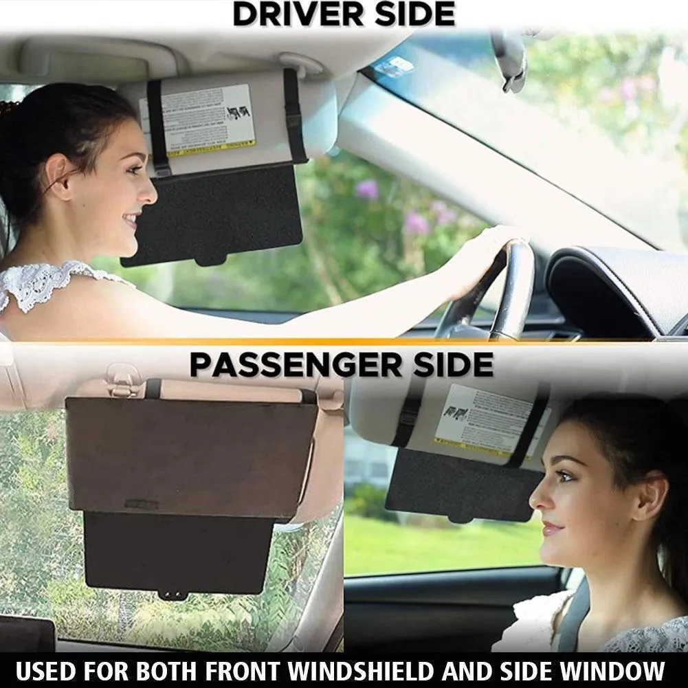 PU Leather Shockproof Car Sun Visor Extender, Anti-Glare Windshield Sun ...