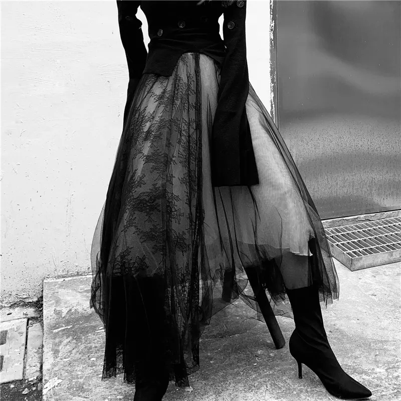Maxi Long White Tulle Skirt with Lace Stitching Pleated Tutu Skirt for ...