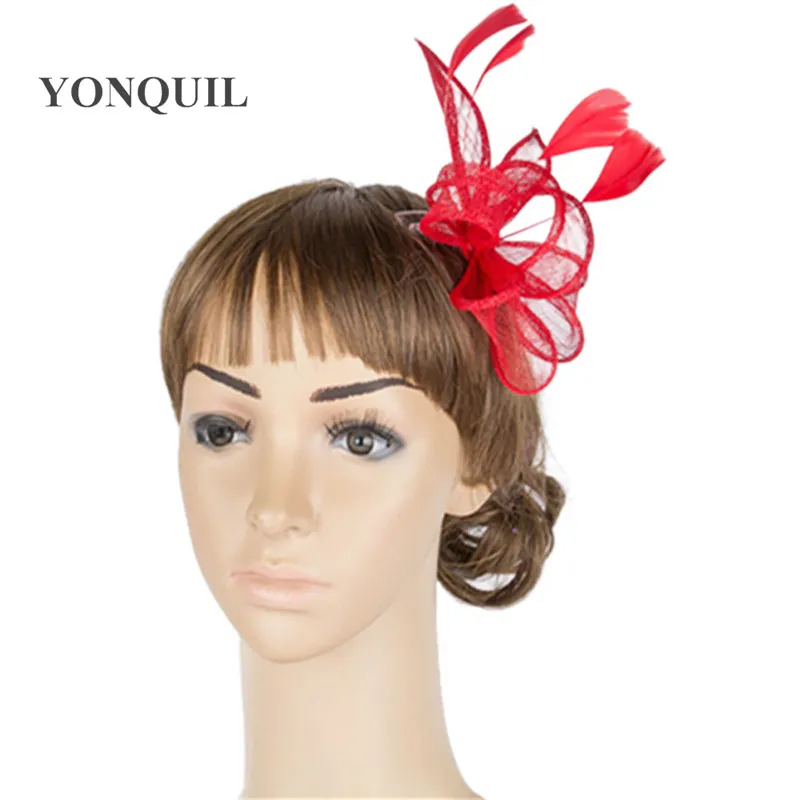 Sinamay Small Hair Fascinators for Women with Feather Decor on Hair ...
