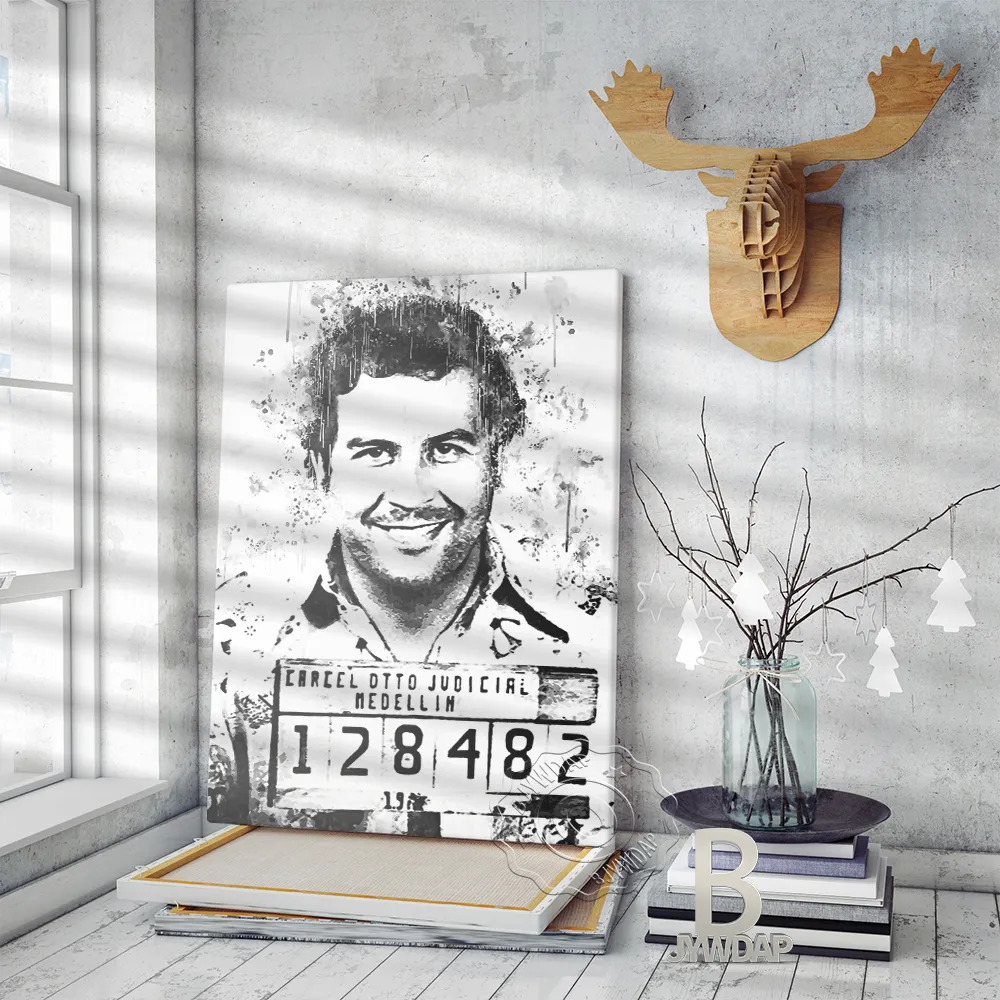Pablo Escobar Black & White Sketch Art Print Iconic Design For Modern ...