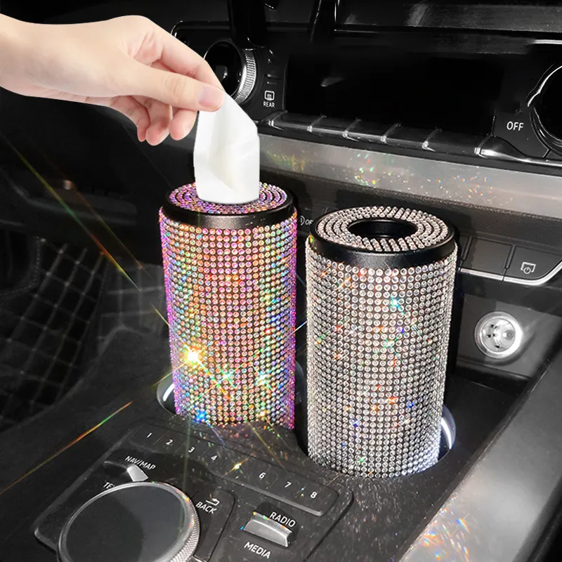 Crystal Bling Car Tissue Holder | Rhinestone Diamond Auto Paper Box ...