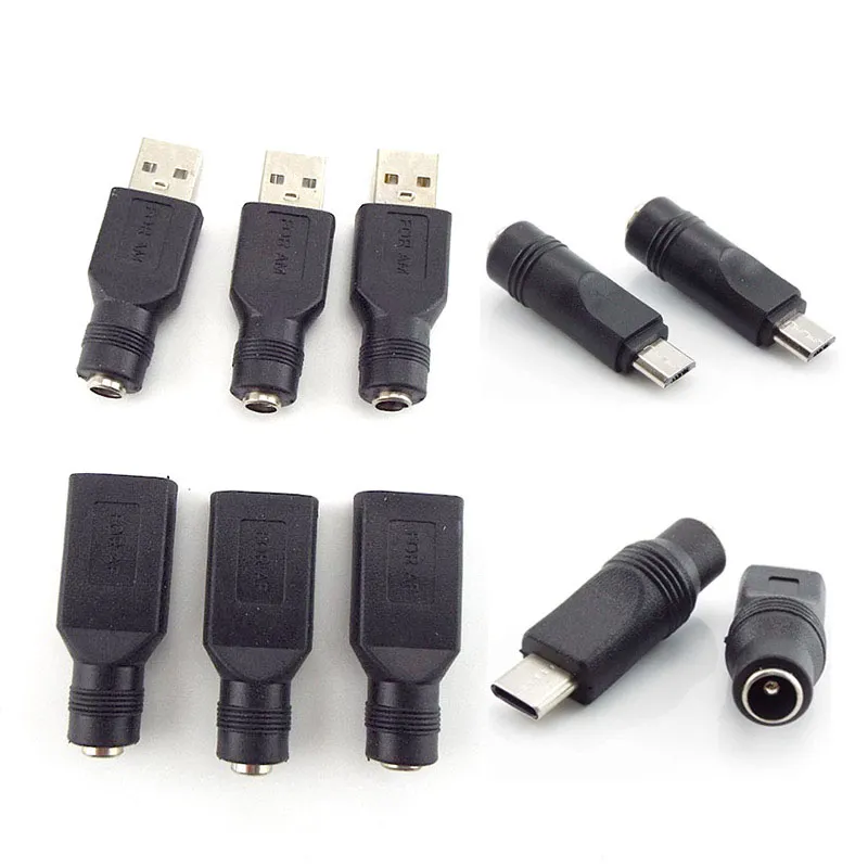 DC Female Power Jack 5.52.1mm to Micro USB Type A 2.0 Male Plug Jack ...