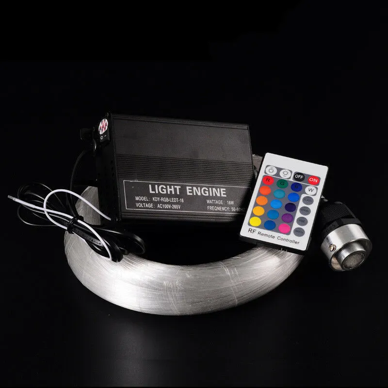 16W RGB LED Fiber Optic Light Engine Driver Kit with 24-Key Remote ...
