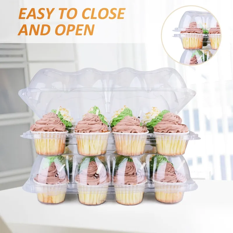 Reusable Cupcake Boxes - 8 Pack Clear Cupcake Carriers | 12-Cell ...