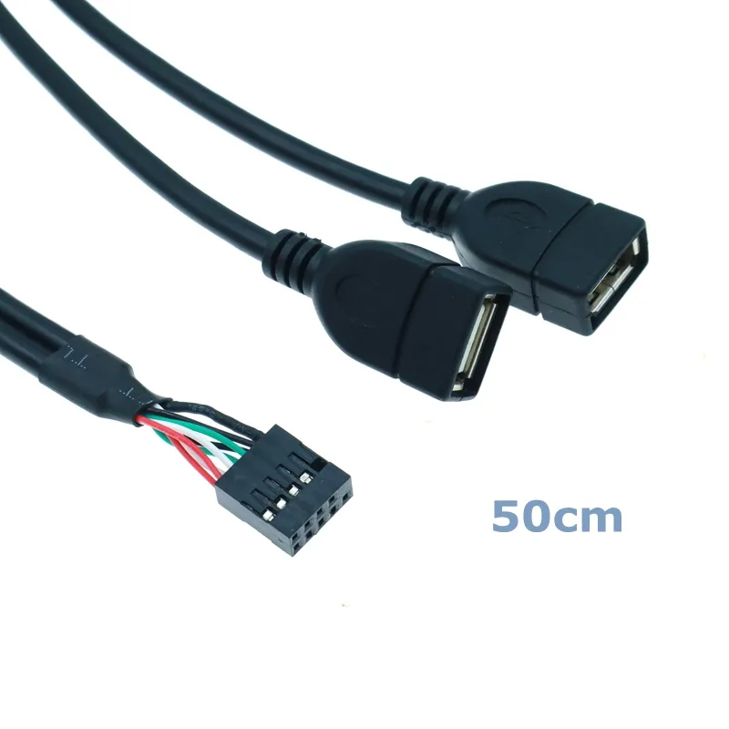 50cm Type-A USB 2.0 to 10/9-Pin Female DuPont Cable for Computer Case ...