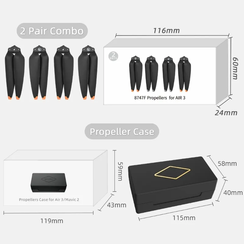 DJI Air 3 Low-Noise Propellers: Lightweight Wing Fans for Quieter ...