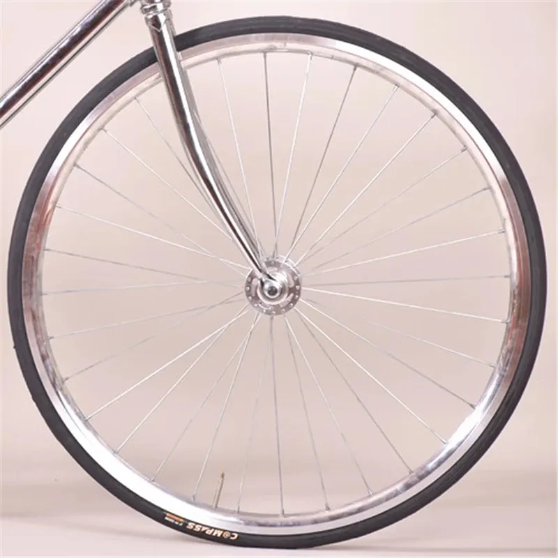Retro Silver Electroplated Steel Frame Bicycle, 52cm, Single Speed with ...