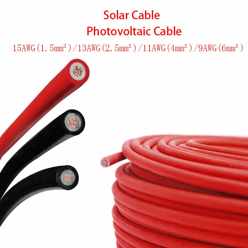 Tinned Copper Solar Cable 15/13/11/9AWG PV Cable for Photovoltaic DC ...