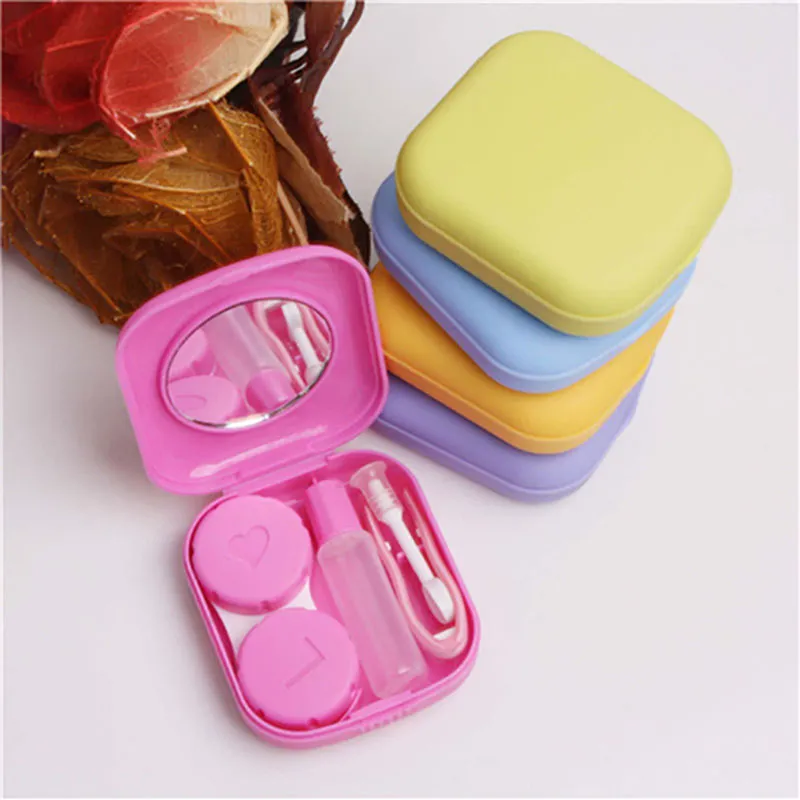 Solid Optional Pocket Mini Contact Lens Case Box Travel Toiletry Kit ...