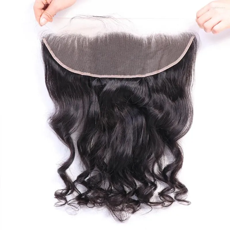 Loose Wave 13x4 Inch Lace Frontal Human Hair Hand Tied Pre-plucked ...