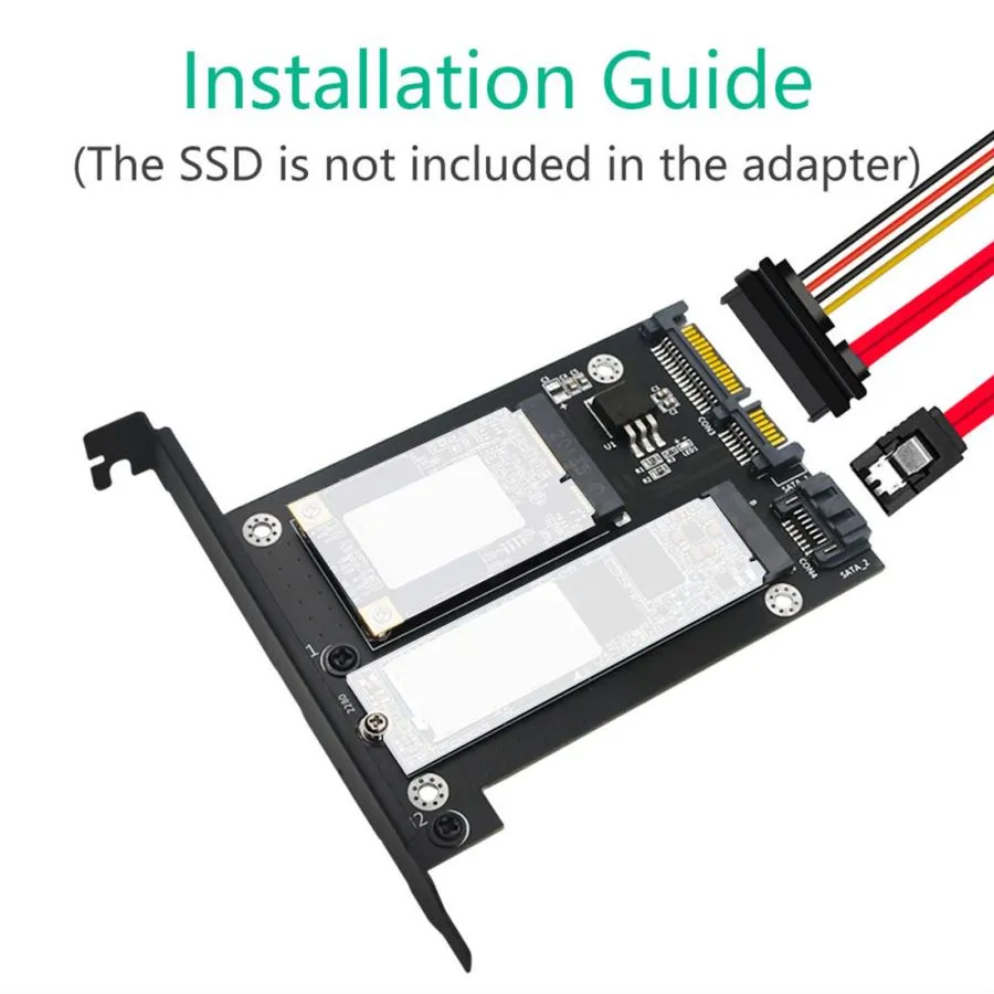 mSATA / M.2 SSD to Dual SATA3 Converter Adapter Card with Full Height ...