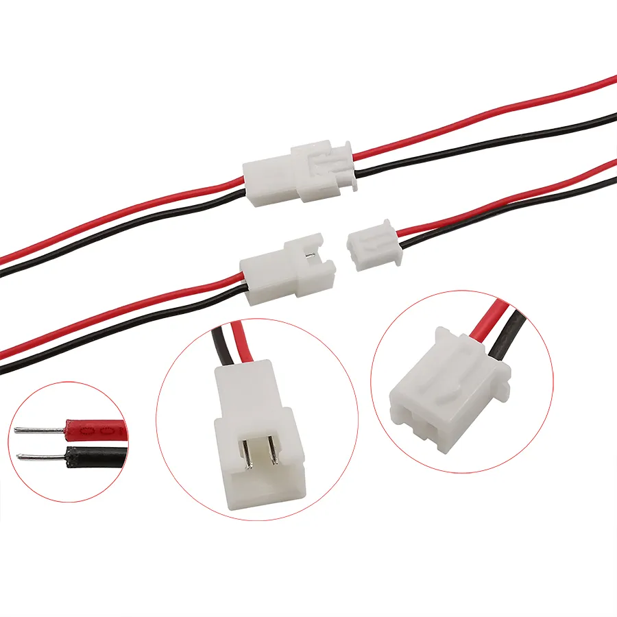 JST XH 2.54mm Pitch 2 Pin Male To Female Connector Wire Cable Plug ...
