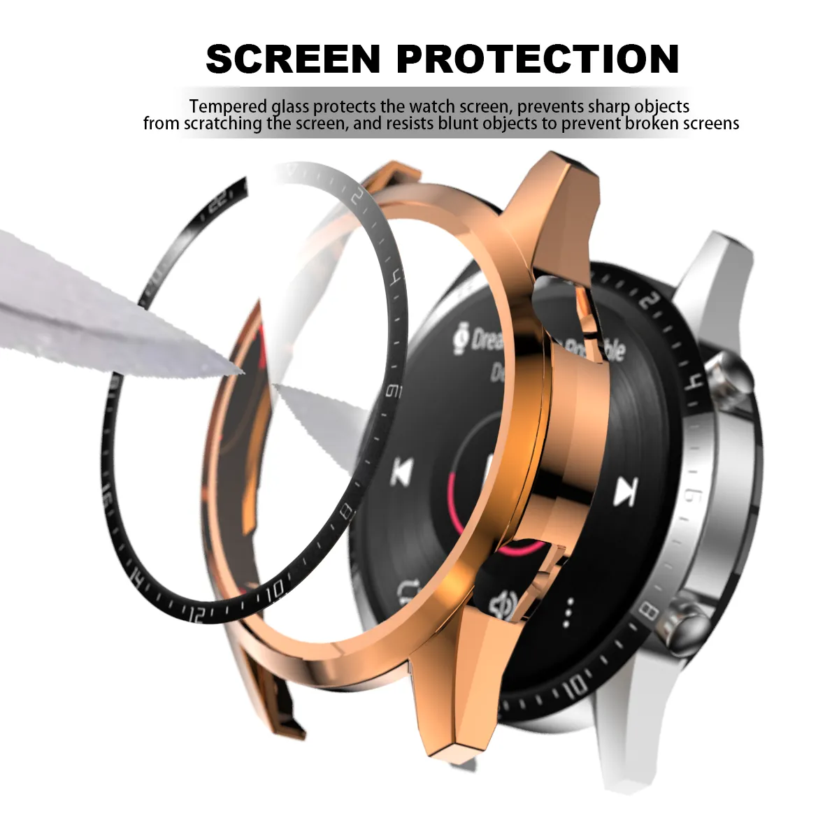 Cover for Huawei GT2 42 mm PC Case with Tempered Glass Screen ...
