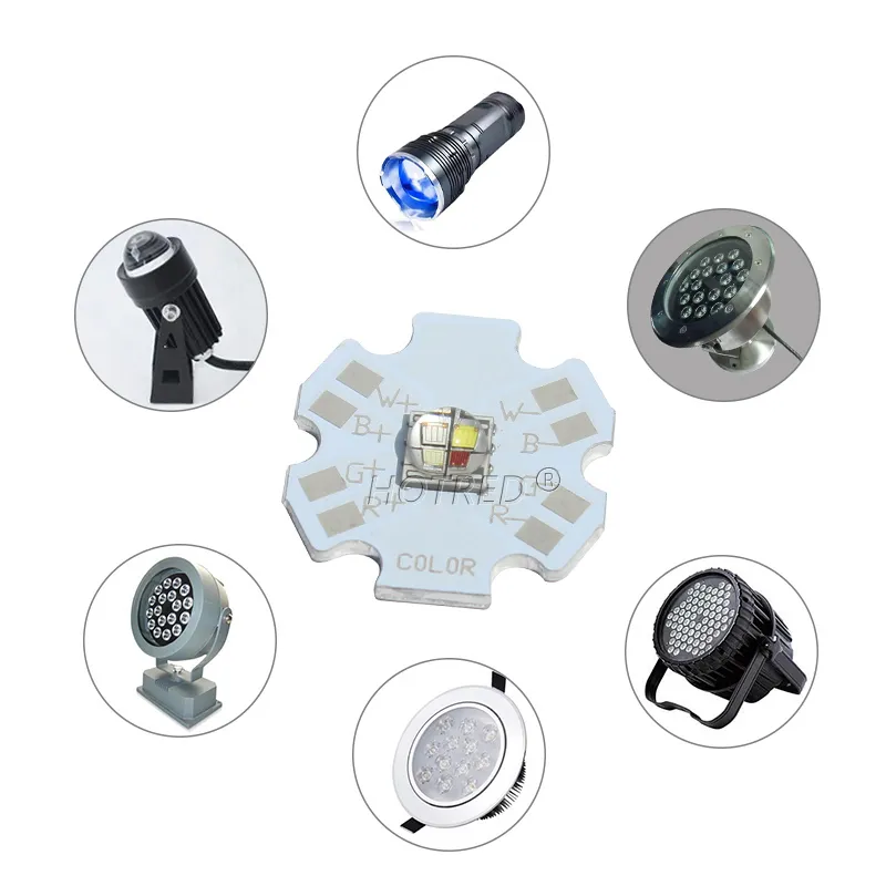 Pack of 10 Ceramic RGBW 5050-T6L2 XLM 4-Chip LEDs 20mm Star PCB Board ...