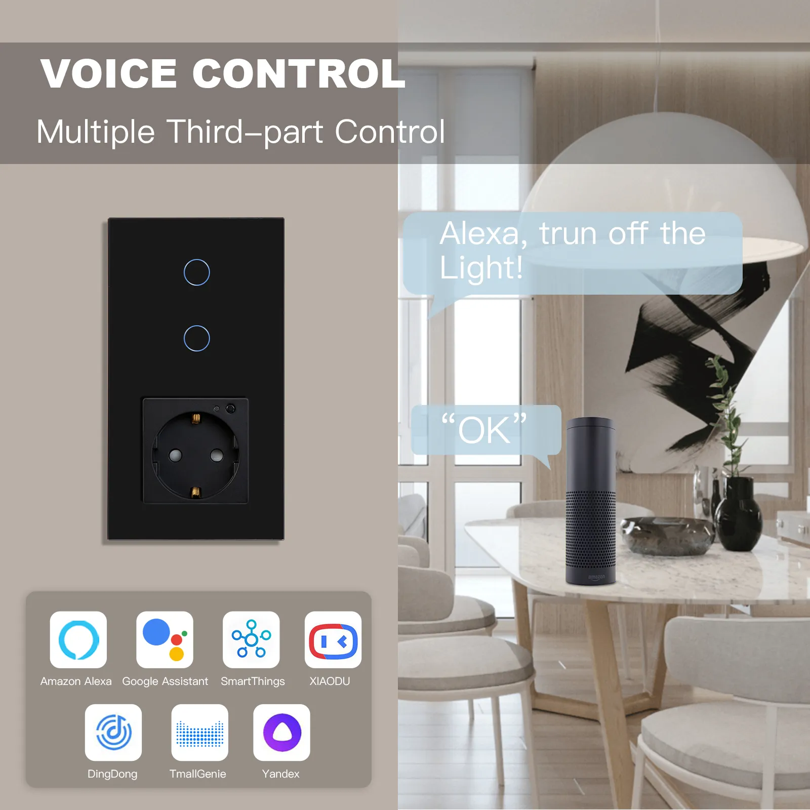 Tuya Smart Touch Switches: Voice-Controlled EU Standard 1/2/3 Gang Plus ...