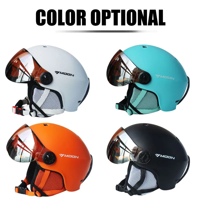 MOON Ski Helmet with PC+EPS Integrated Goggles, Multi-Sport Ski Helmet ...