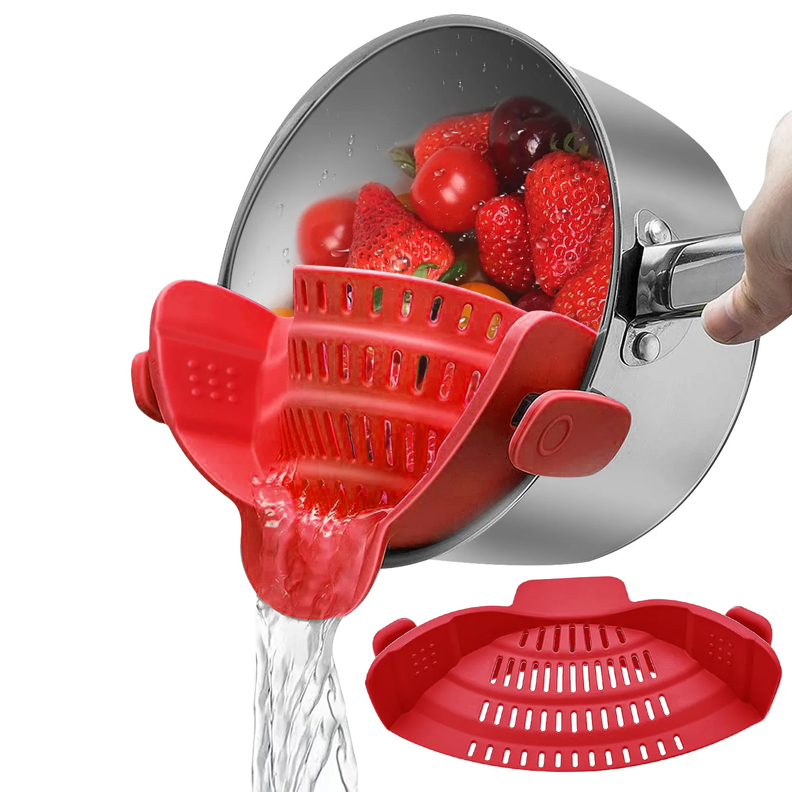 Silicone Kitchen Strainer Clips Multi Use Pan Drain Rack For Bowls ...