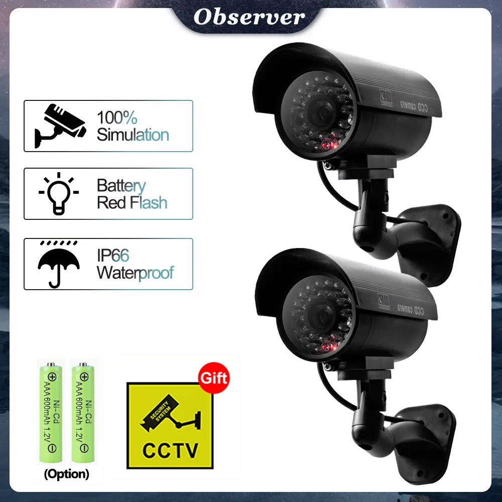 DHgate.com:4-PackRealistic Outdoor Fake Surveillance Cameras with Red ...