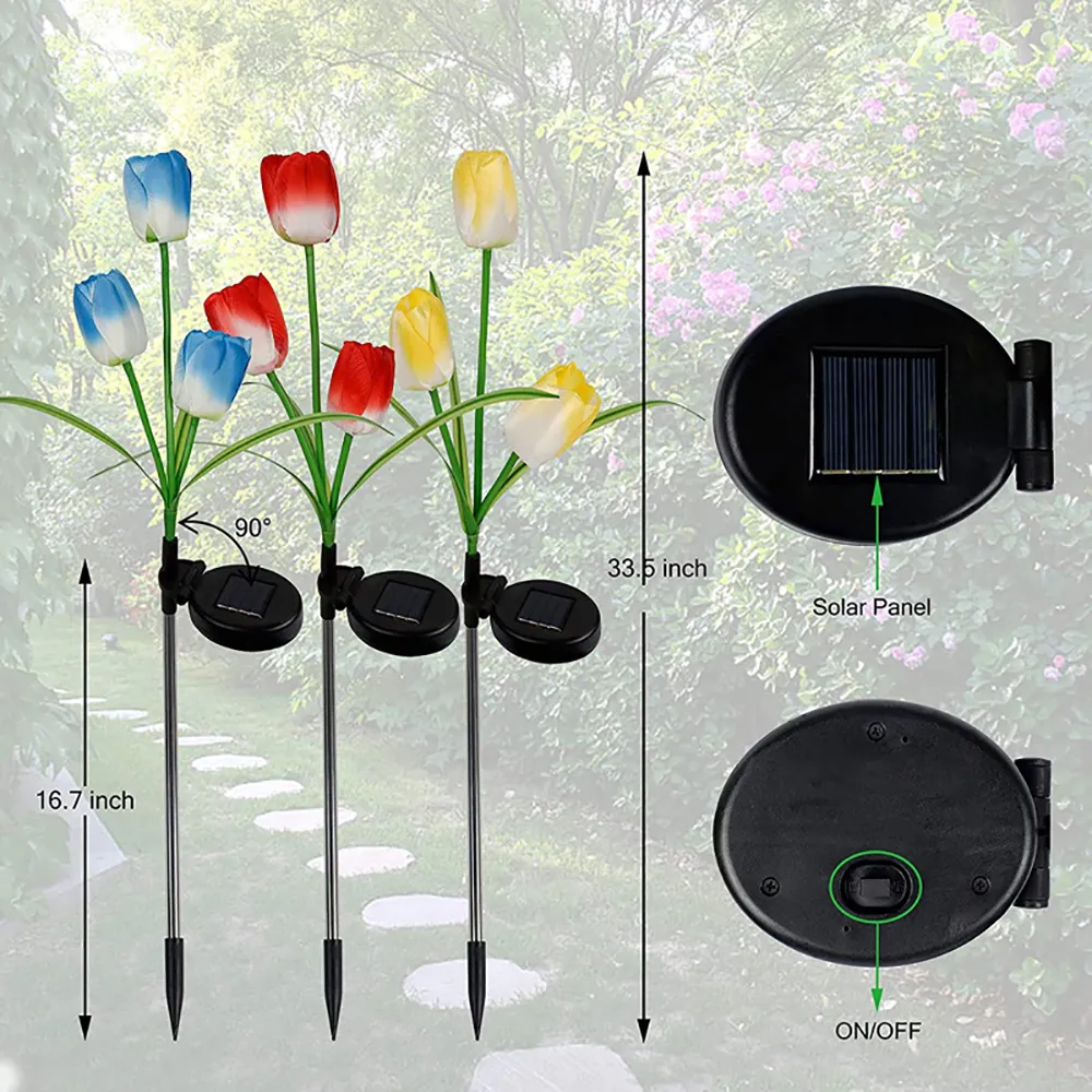 Outdoor Solar Pathway Lights: Solar Powered Tulip Garden Decorations ...