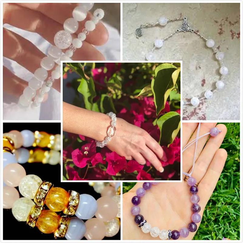 Natural Stone Multicolor Cracked Quartz Crystal Beads 6mm 8mm 10mm ...