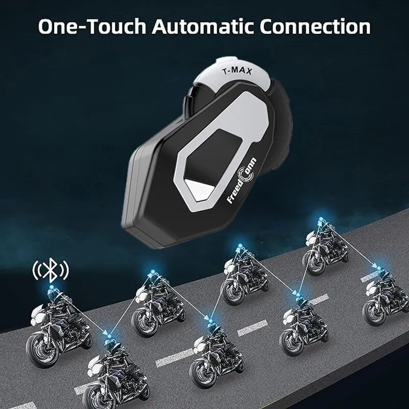 Freedconn T Max Bluetooth Motorcycle Helmet Intercom 6 Riders, 1000M ...