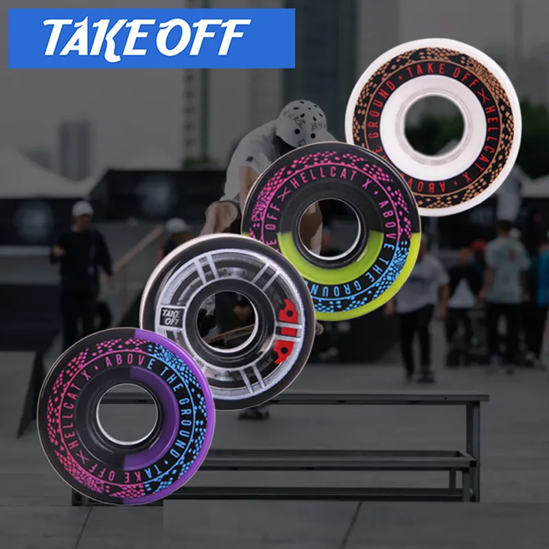 Colorful 56mm Soft PU Skateboard Wheels For Street Skateboarding Set Of ...