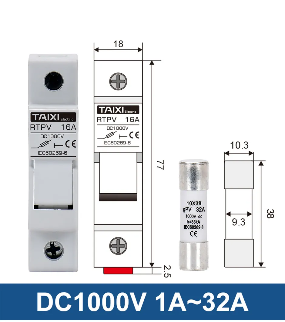 12 Volt DC Fuses, Mini Fuse Circuit Breaker 1000V 1P DC Isolator, 10 ...