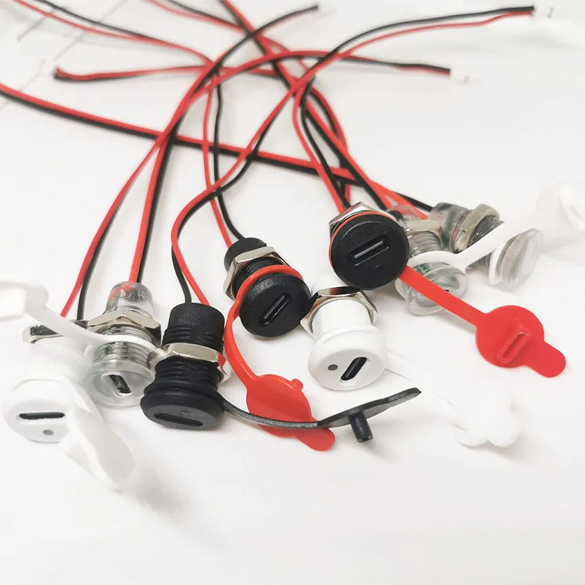 USB C 2 Pin High Current Charging Socket LED Lamp Nut Snap Lock Plate ...