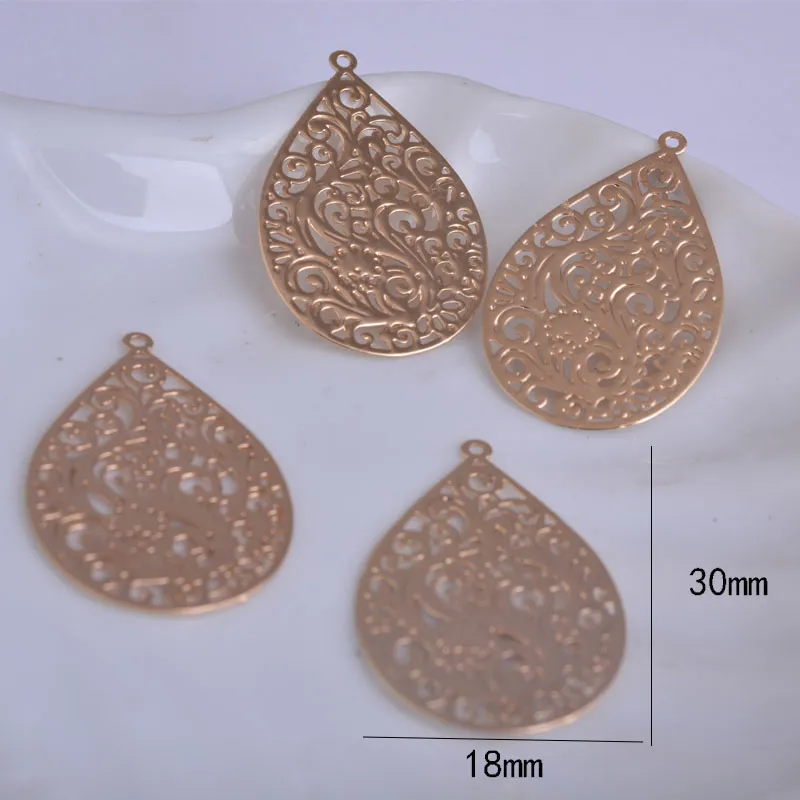 Water Drop Jewelry: Gold Tone Filigree Teardrop Charms 18x30mm Brass ...