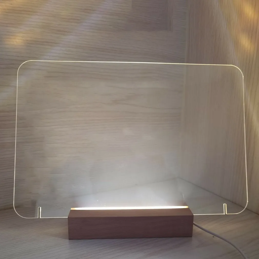 Wooden LED Night Light Base Beech Strip 5.9 in USB Cable Switch Acrylic ...