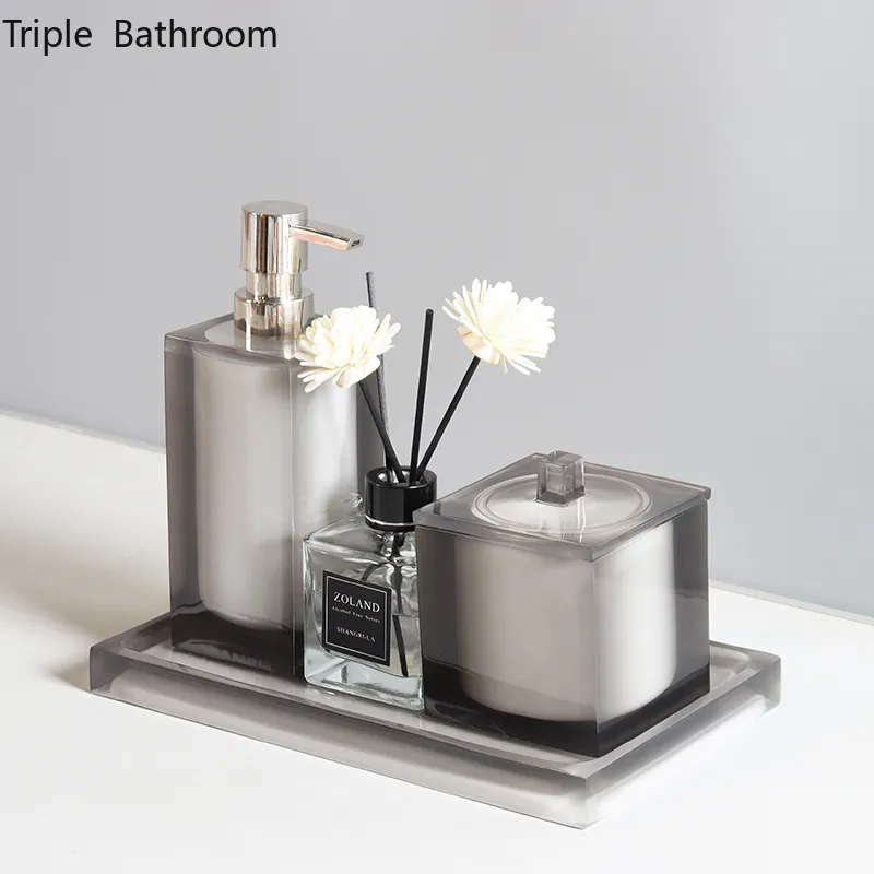 Bathroom Accessories Set Resin Liquid Soap Dispenser Cotton Swab Box ...